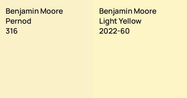 Benjamin Moore Pernod vs. Benjamin Moore Light Yellow comparison