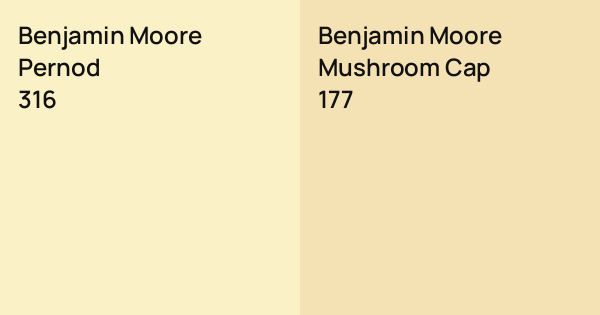 Benjamin Moore Pernod vs. Benjamin Moore Mushroom Cap comparison