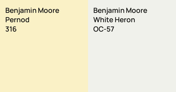 Benjamin Moore Pernod vs. Benjamin Moore White Heron comparison