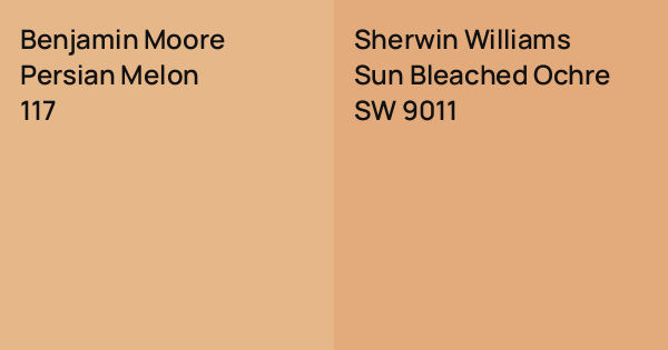 Benjamin Moore Persian Melon vs. Sherwin Williams Sun Bleached Ochre ...
