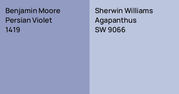 Benjamin Moore Persian Violet vs. Sherwin Williams Agapanthus comparison
