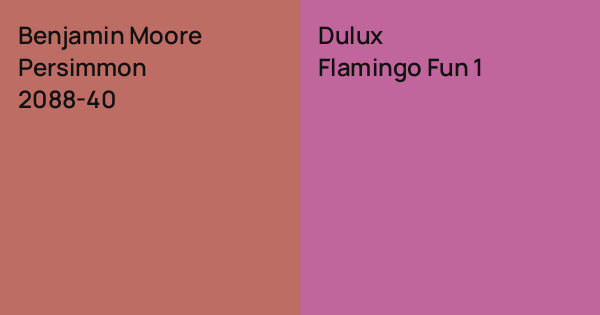 Benjamin Moore Persimmon vs. Dulux Flamingo Fun 1 comparison