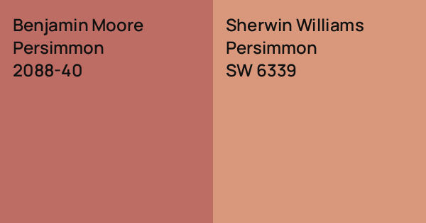 Benjamin Moore Persimmon vs. Sherwin Williams Persimmon comparison