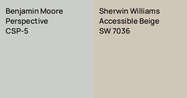 Benjamin Moore Perspective vs. Sherwin Williams Accessible Beige comparison