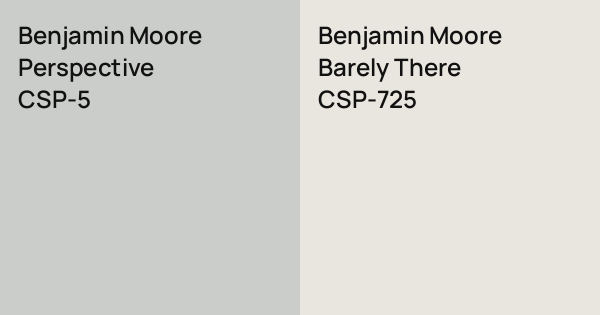 Benjamin Moore Perspective vs. Benjamin Moore Barely There comparison