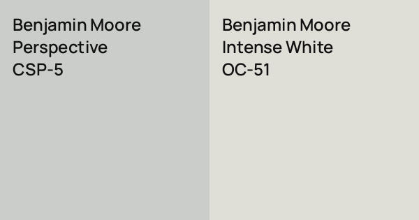Benjamin Moore Perspective vs. Benjamin Moore Intense White comparison