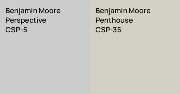 Benjamin Moore Perspective vs. Benjamin Moore Penthouse comparison