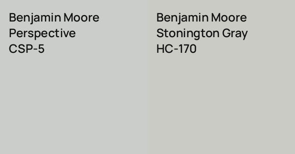 Benjamin Moore Perspective vs. Benjamin Moore Stonington Gray comparison