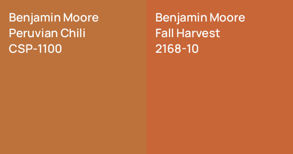 Benjamin Moore Peruvian Chili vs. Benjamin Moore Fall Harvest comparison