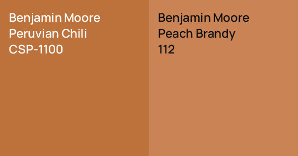 Benjamin Moore Peruvian Chili vs. Benjamin Moore Peach Brandy comparison
