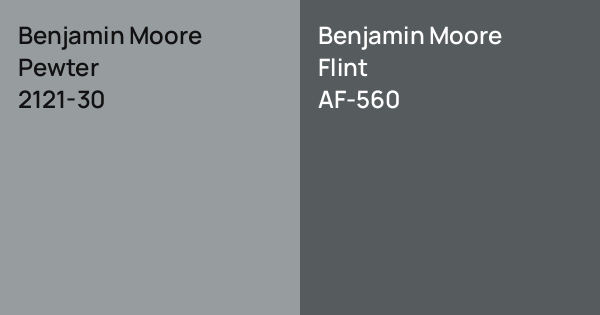 Benjamin Moore Pewter vs. Benjamin Moore Flint comparison