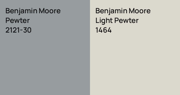 Benjamin Moore Pewter vs. Benjamin Moore Light Pewter comparison