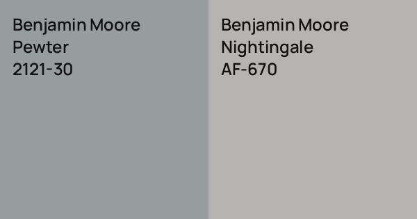 Benjamin Moore Pewter vs. Benjamin Moore Nightingale comparison
