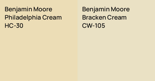 Benjamin Moore Philadelphia Cream vs. Benjamin Moore Bracken Cream ...