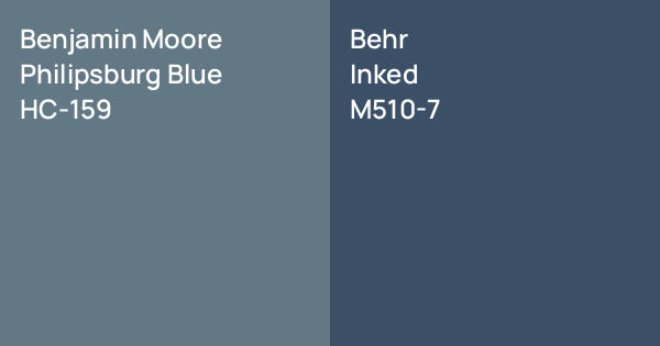 Benjamin Moore Philipsburg Blue vs. Behr Inked comparison