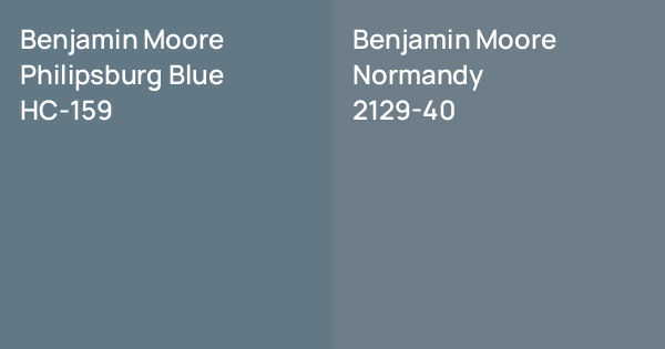 Benjamin Moore Philipsburg Blue vs. Benjamin Moore Normandy comparison