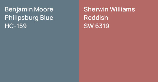 Benjamin Moore Philipsburg Blue vs. Sherwin Williams Reddish comparison