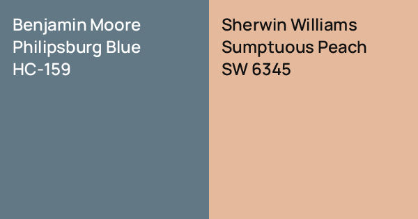 Benjamin Moore Philipsburg Blue vs. Sherwin Williams Sumptuous Peach ...