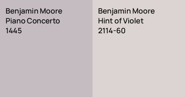 Benjamin Moore Piano Concerto vs. Benjamin Moore Hint of Violet comparison