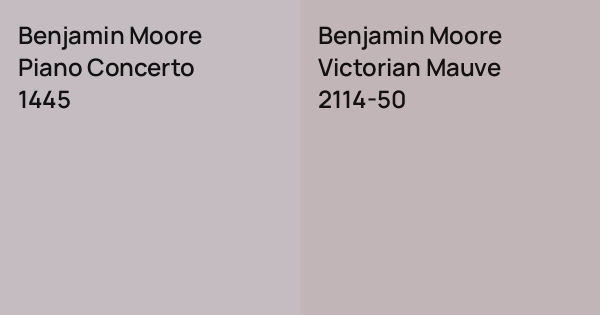 Benjamin Moore Piano Concerto vs. Benjamin Moore Victorian Mauve comparison