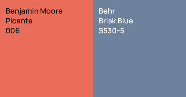 Benjamin Moore Picante vs. Behr Brisk Blue comparison