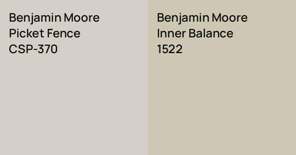 Benjamin Moore Picket Fence vs. Benjamin Moore Inner Balance comparison