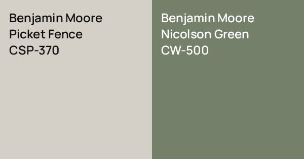 Benjamin Moore Picket Fence vs. Benjamin Moore Nicolson Green comparison