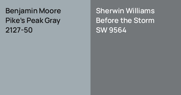 Benjamin Moore Pike's Peak Gray vs. Sherwin Williams Before the Storm ...