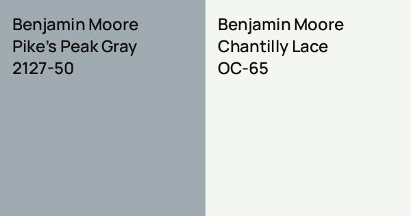 Benjamin Moore Pike's Peak Gray vs. Benjamin Moore Chantilly Lace ...