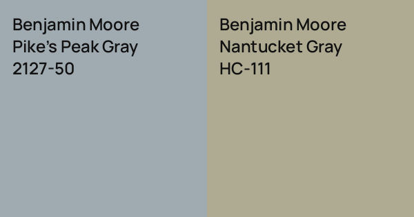 Benjamin Moore Pike's Peak Gray vs. Benjamin Moore Nantucket Gray ...