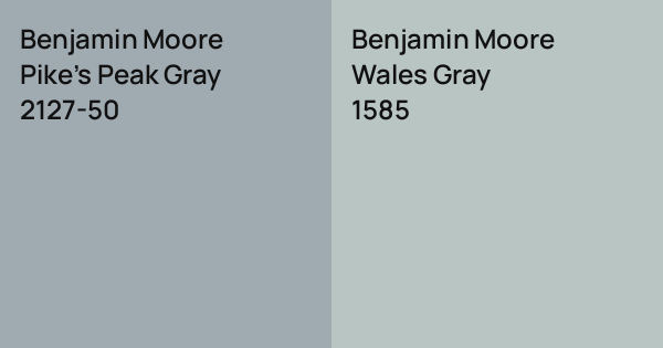 Benjamin Moore Pike's Peak Gray vs. Benjamin Moore Wales Gray comparison