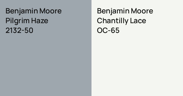 Benjamin Moore Pilgrim Haze vs. Benjamin Moore Chantilly Lace comparison