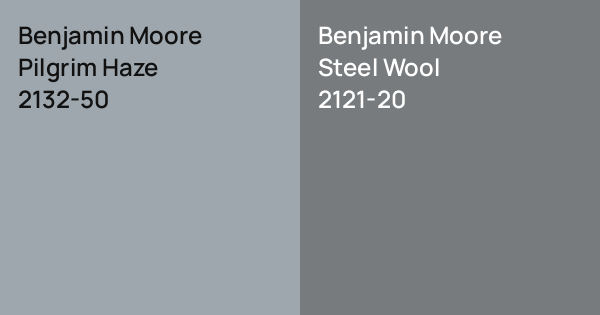 Benjamin Moore Pilgrim Haze vs. Benjamin Moore Steel Wool comparison