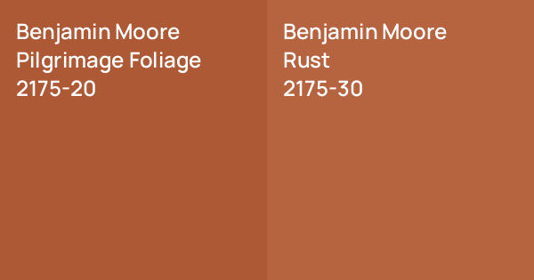 Benjamin Moore Pilgrimage Foliage vs. Benjamin Moore Rust comparison