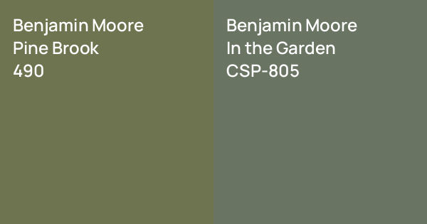 Benjamin Moore Pine Brook vs. Benjamin Moore In the Garden comparison
