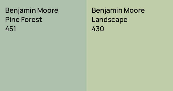 Benjamin Moore Pine Forest vs. Benjamin Moore Landscape comparison