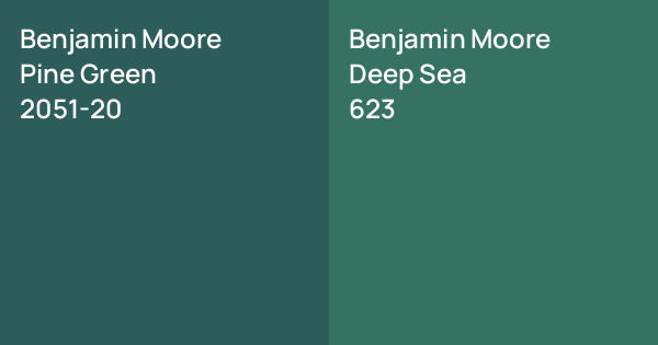 Benjamin Moore Pine Green vs. Benjamin Moore Deep Sea comparison