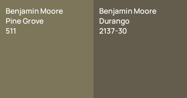 Benjamin Moore Pine Grove vs. Benjamin Moore Durango comparison