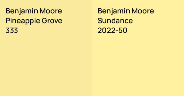 Benjamin Moore Pineapple Grove vs. Benjamin Moore Sundance comparison