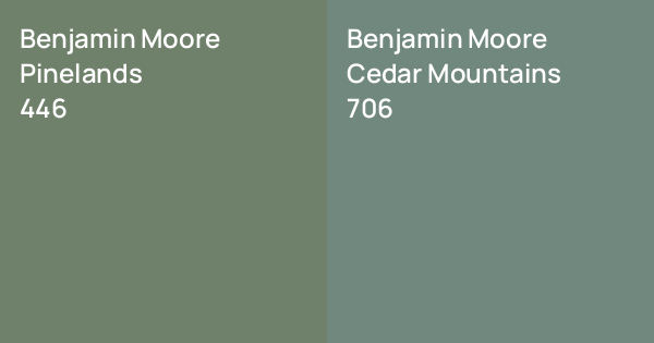 Benjamin Moore Pinelands vs. Benjamin Moore Cedar Mountains comparison