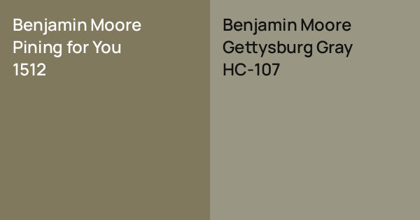 Benjamin Moore Pining for You vs. Benjamin Moore Gettysburg Gray comparison