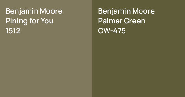 Benjamin Moore Pining for You vs. Benjamin Moore Palmer Green comparison