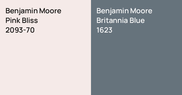 Benjamin Moore Pink Bliss vs. Benjamin Moore Britannia Blue comparison