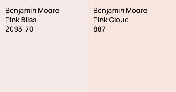 Benjamin Moore Pink Bliss vs. Benjamin Moore Pink Cloud comparison