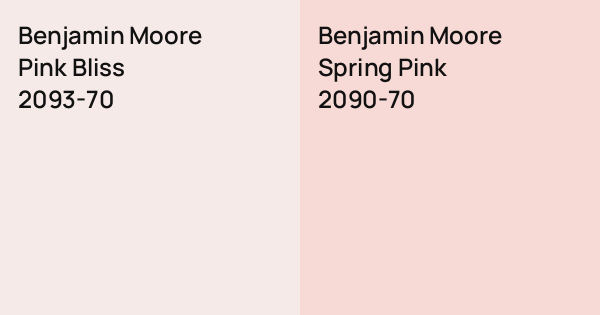 Benjamin Moore Pink Bliss vs. Benjamin Moore Spring Pink comparison
