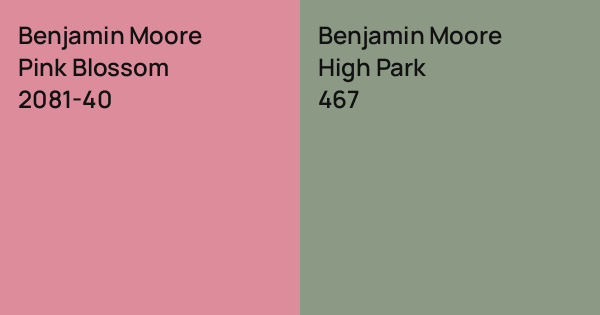 Benjamin Moore Pink Blossom vs. Benjamin Moore High Park comparison