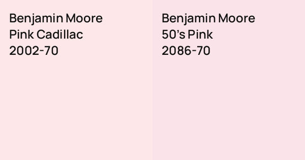 Benjamin Moore Pink Cadillac vs. Benjamin Moore 50's Pink comparison