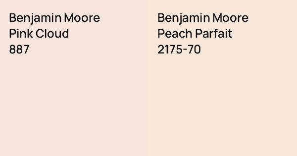 Benjamin Moore Pink Cloud vs. Benjamin Moore Peach Parfait comparison