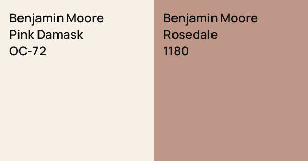 Benjamin Moore Pink Damask vs. Benjamin Moore Rosedale comparison