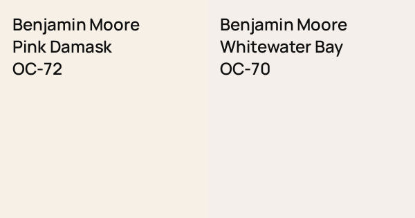 Benjamin Moore Pink Damask vs. Benjamin Moore Whitewater Bay comparison